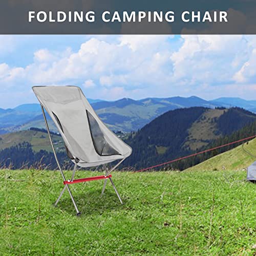 QSWRD Camping Chair for Adults Portable Camp Chair for Beach, Hiking, Picnic, Travel, Outdoor Activities, High Backrest and Aircraft-Grade All Aluminum Lightweight Camping Chairs Support 330LBS, Grey