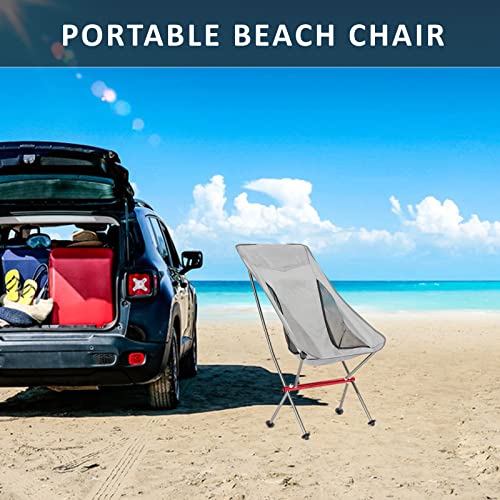 QSWRD Camping Chair for Adults Portable Camp Chair for Beach, Hiking, Picnic, Travel, Outdoor Activities, High Backrest and Aircraft-Grade All Aluminum Lightweight Camping Chairs Support 330LBS, Grey