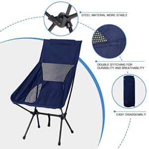 Lyweem Folding Camping Chair for Adults Lightweight Beach and Picnic Chair - Portable High-Backrest Camp Chair - Perfect for Outdoor Activities 330LBS Support, Blue