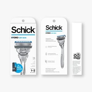 Schick, Hydro Dry Skin Men's 5-Blade Razor Handle + 2 Refill Razor Blades Kit, 1 Count