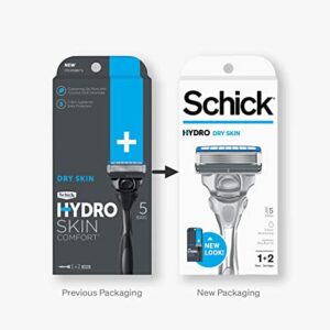 Schick, Hydro Dry Skin Men's 5-Blade Razor Handle + 2 Refill Razor Blades Kit, 1 Count