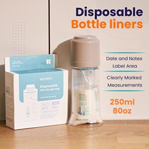 MOTHER-K Disposable Baby Bottle Liner, Must-Have Baby Travel Essentials, BPA Free (8oz, 120pcs)