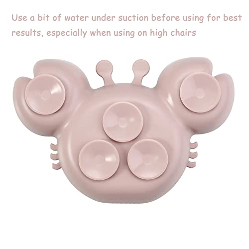 PandaEar Silicone Baby Feeding Set| Silicone Divided Suction Crab Plate and Tiny Cup with Spoons & Forks| Baby Led Weaning Supplies Self Feeding Eating Utensils -Pink