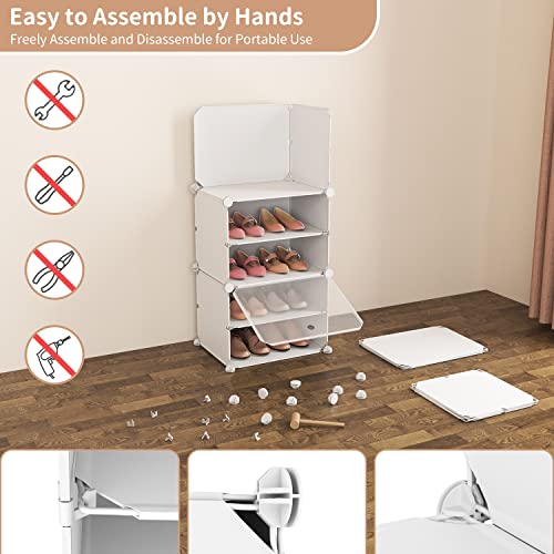 ROJASOP Shoe Rack Organizer, 10-Tier Shoe Organizer 20 Pairs Portable Shoe Rack Organizer Shoes Storage Cabinet Shoe Racks for Closet Entryway Bedroom (Clear, 1 by 10)