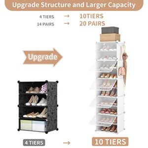 ROJASOP Shoe Rack Organizer, 10-Tier Shoe Organizer 20 Pairs Portable Shoe Rack Organizer Shoes Storage Cabinet Shoe Racks for Closet Entryway Bedroom (Clear, 1 by 10)