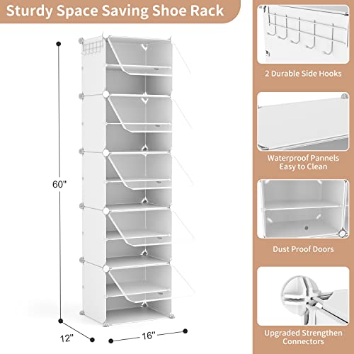 ROJASOP Shoe Rack Organizer, 10-Tier Shoe Organizer 20 Pairs Portable Shoe Rack Organizer Shoes Storage Cabinet Shoe Racks for Closet Entryway Bedroom (Clear, 1 by 10)