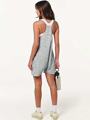 ANRABESS Rompers for Women Summer Jumpsuits Casual Outfits Shorts Overalls 2023 Fashion Stretchy Comfy Clothes Sleeveless Cute Jumpers with Pockets A948-qianhuahui-S