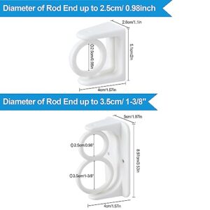 Funnacle Adhesive Shower Rod Holder 360° Swivel Ring Curtain Rod Bracket No Drilling for Bathroom Kitchen Bathroom| Rod End Diameter up to 1 inch (2PCS White)