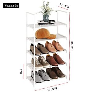 Yegazte 5-Tier Stackable Shoe Rack, Narrow Shoe Stand for 10-12 Pairs Shoe and Boots Organizer Storage Shelf Space Saving for Closet, Entryway and Hallway(White)