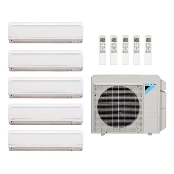 Daikin 48,000 Btu 20.2 Seer 5-Zone Mini Split Heat Pump System - 7K-7K-7K-9K-18K