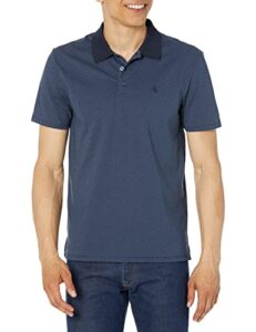 calvin klein men's mini geo print smooth cotton monogram logo polo shirt, crayon blue