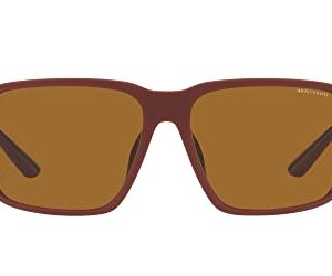 A|X ARMANI EXCHANGE Men's AX4131SU Universal Fit Square Sunglasses, Matte Red/Brown Polarized, 64 mm