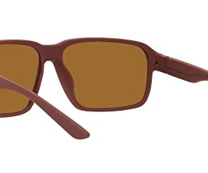 A|X ARMANI EXCHANGE Men's AX4131SU Universal Fit Square Sunglasses, Matte Red/Brown Polarized, 64 mm