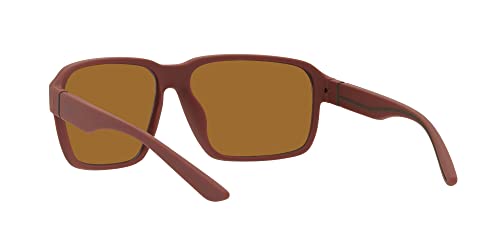 A|X ARMANI EXCHANGE Men's AX4131SU Universal Fit Square Sunglasses, Matte Red/Brown Polarized, 64 mm