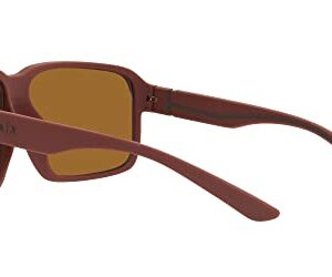 A|X ARMANI EXCHANGE Men's AX4131SU Universal Fit Square Sunglasses, Matte Red/Brown Polarized, 64 mm