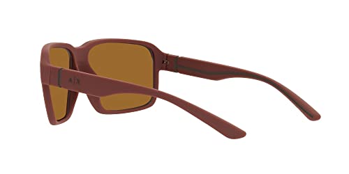 A|X ARMANI EXCHANGE Men's AX4131SU Universal Fit Square Sunglasses, Matte Red/Brown Polarized, 64 mm