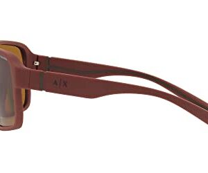 A|X ARMANI EXCHANGE Men's AX4131SU Universal Fit Square Sunglasses, Matte Red/Brown Polarized, 64 mm