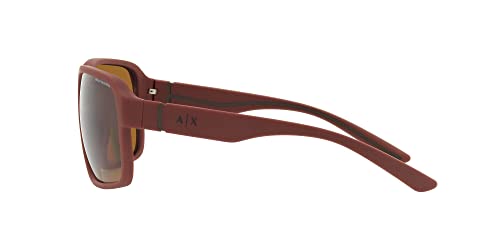 A|X ARMANI EXCHANGE Men's AX4131SU Universal Fit Square Sunglasses, Matte Red/Brown Polarized, 64 mm