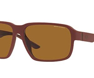 A|X ARMANI EXCHANGE Men's AX4131SU Universal Fit Square Sunglasses, Matte Red/Brown Polarized, 64 mm