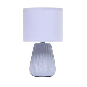 simple designs lt1138-pwk 11.02" traditional mini modern ceramic texture pastel accent bedside table desk lamp w matching fabric shade for decor,bedroom, nightstand, living room, entryway, periwinkle