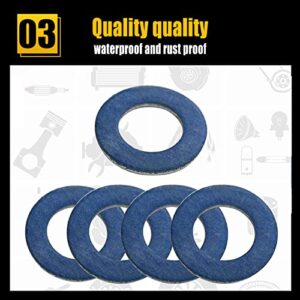 Jawmoy Pack-24 Oil Drain Plug Gaskets, 0.47" OEM 9043012031 Aluminum Oil Drain Plug Washers Replacement, Compatible with Most Cars (Blue)