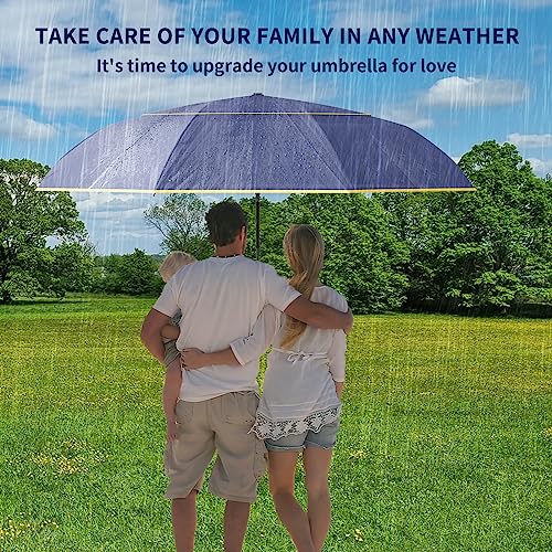 SATOL 62 Inch Large Golf Umbrella for Rain, Automatic Oversize Windproof Double Canopy Vented 8 Ribs Sturdy Portable Folding Umbrella for Travel, UPF 50+ Compact Lightweight Wind Resistant Sun & Rain Umbrellas for Women and Men (BLUE)