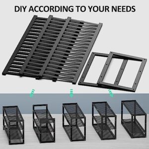 Jripae Bamboo Shoe Rack for Closet, 3-Tier Longer Stackable Dampproof Black Shoe Organizer Free Standing Shoe Racks for Entryway Closet Hallway Waterproof