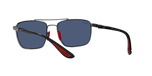 Ray-Ban RB3715M Scuderia Ferrari Collection Square Sunglasses, Gunmetal/Dark Blue, 58 mm