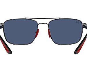 Ray-Ban RB3715M Scuderia Ferrari Collection Square Sunglasses, Gunmetal/Dark Blue, 58 mm