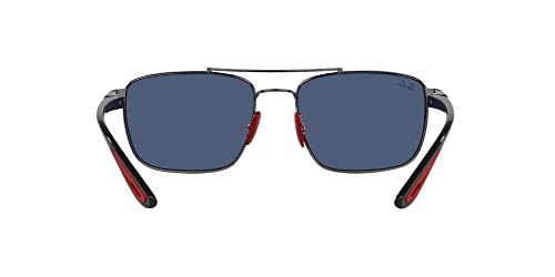 Ray-Ban RB3715M Scuderia Ferrari Collection Square Sunglasses, Gunmetal/Dark Blue, 58 mm