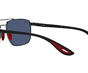 Ray-Ban RB3715M Scuderia Ferrari Collection Square Sunglasses, Gunmetal/Dark Blue, 58 mm