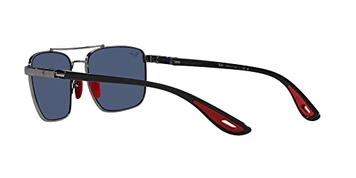 Ray-Ban RB3715M Scuderia Ferrari Collection Square Sunglasses, Gunmetal/Dark Blue, 58 mm