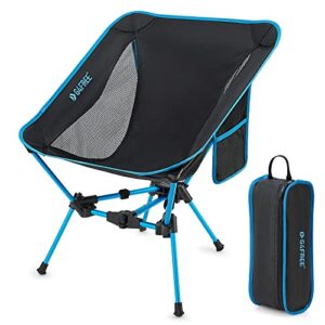 g4free folding camping chairs, ultralight compact backpacking folding chairs lawn chairs heavy duty 330lbs with side pockets packable for outdoor camp travel beach hiking blue