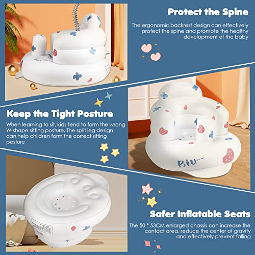 Inflatable Baby Seat Portable Baby Chairs for Babies 6 to 36 Months,Summer Toddler Chair for Sitting Up, for Home Playing Dining Bathing Traveling, Cute and Easy to Clean