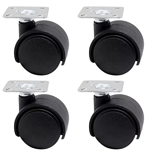 SWZHAI 2 inch Caster Wheels, Nylon Plastic Furniture Casters Swivel Plate Casters Set of 4, Heavy Duty Replacement Cart Casters Furniture Wheels for Tables, Workbenches, Kitchen Shelf