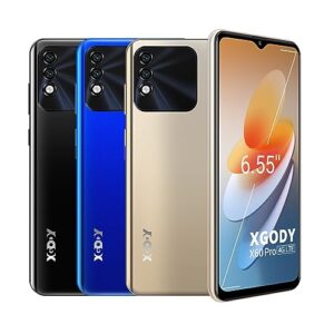 xgody x60 pro 4g unlocked phones, 6.6'’ qhd waterdrop screen dual sim unlocked cell phones, quad-core 2gb+16gb smartphones, 3000mah battery, face unlock, camera 5mp+5mp cheap android phone (gold)