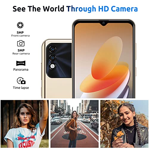 Xgody X60 Pro 4G Unlocked Phones, 6.6'’ QHD Waterdrop Screen Dual Sim Unlocked Cell Phones, Quad-core 2GB+16GB Smartphones, 3000mAh Battery, Face Unlock, Camera 5MP+5MP Cheap Android Phone (Gold)