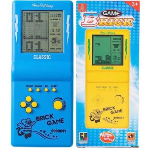 nbguigdstr brick game console, retro handheld game console,tank/racing/building block game,3.5-inch large screen,built-in 23 games(blue)