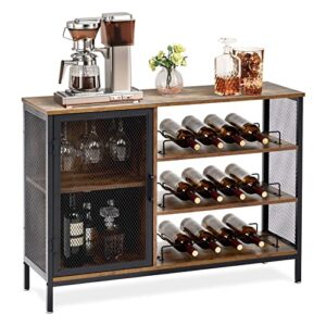 glowsol liquor cabinet bar for home, industrial wine bar cabinet with removable wine rack, vintage farmhouse coffee bar cabinet with storage