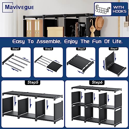 Mavivegue Bookshelf,18 Cube Storage Organizer,Extra Large Book Shelf Organizer,Tall Bookcase Shelf,Book Cases/Shelves,Black Cube Shelf,Cubbies Closet Shelves for Bedroom,Living Room,Home,Office