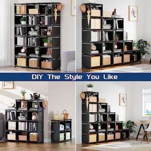 Mavivegue Bookshelf,18 Cube Storage Organizer,Extra Large Book Shelf Organizer,Tall Bookcase Shelf,Book Cases/Shelves,Black Cube Shelf,Cubbies Closet Shelves for Bedroom,Living Room,Home,Office