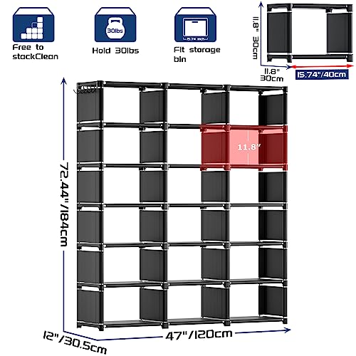 Mavivegue Bookshelf,18 Cube Storage Organizer,Extra Large Book Shelf Organizer,Tall Bookcase Shelf,Book Cases/Shelves,Black Cube Shelf,Cubbies Closet Shelves for Bedroom,Living Room,Home,Office