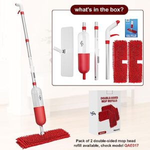 Qaestfy Spray Mop for Floor Cleaning with 2 Washable Double-Sided Microfiber Pads & Scraper 49" Long Handle Flip Cleaner Wet Dust Mop for Hardwood Tile Laminated Floor Cleaning