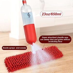 Qaestfy Spray Mop for Floor Cleaning with 2 Washable Double-Sided Microfiber Pads & Scraper 49" Long Handle Flip Cleaner Wet Dust Mop for Hardwood Tile Laminated Floor Cleaning