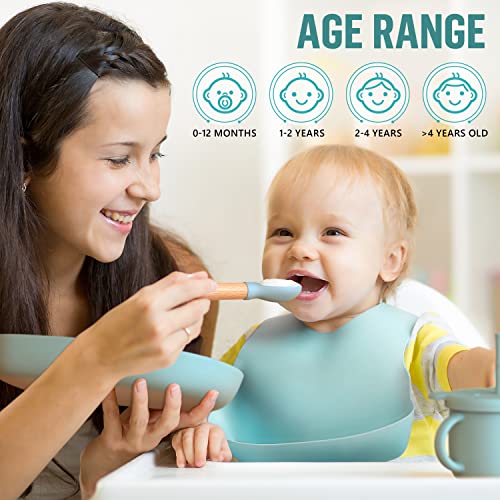 CAVEE Baby Led Weaning Utensils Infant First Stage BLW 6-12 Months Silicone Feeding Set (BPA-Free) with Suction Plate and Sippy Snack Cup 2-in-1 Easy-Clean Toddler Eating Essentials Infant