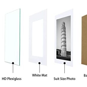 Wiscet11x14 Picture Frame Set of 9, Display Pictures 8x10 with Mat or 11x14 Without Mat, Photo Frame for Wall Mounting or Tabletop Display, Black.