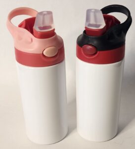 2 pack 12oz sublimation toddler tumblers (black lid and pink lid)