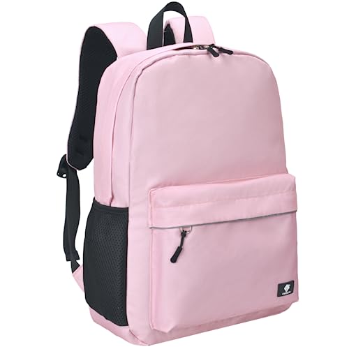 Fenrici Backpack for Teen Girls, Boys, Aesthetic Kids' Bookbags for School or Travel with Padded Laptop Compartment, Cool Pink