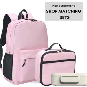 Fenrici Backpack for Teen Girls, Boys, Aesthetic Kids' Bookbags for School or Travel with Padded Laptop Compartment, Cool Pink