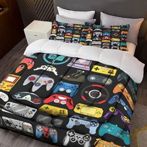 Sunnycitron Gaming Comforter Boys Bedding Sets Queen Comforter Sets Gamer Bedding Sets for Boys Gamer Bed Set Teen Boy Gamer Room Decor Gaming Comforter Set,1 Comforter 2 Pillowcases